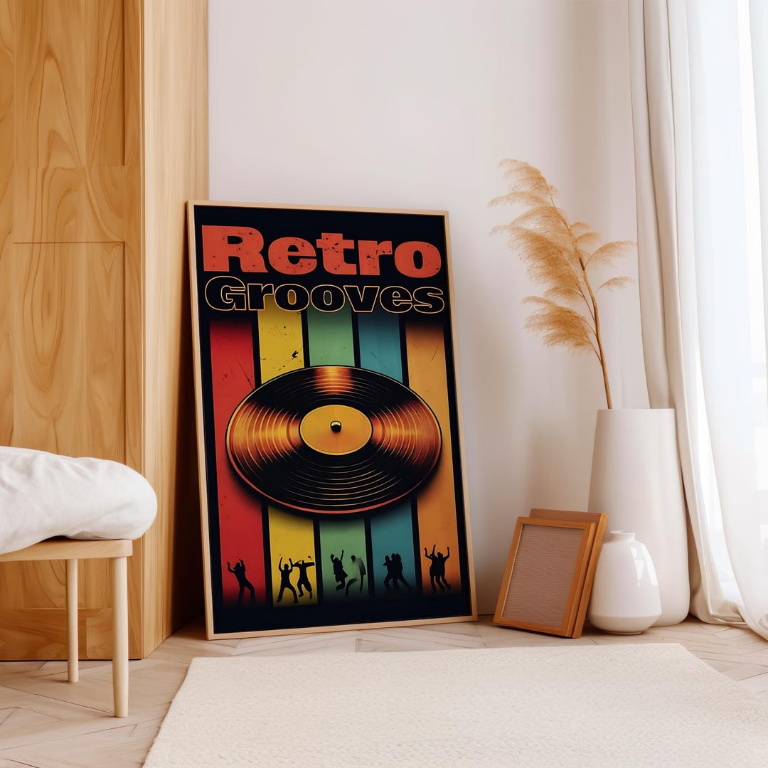 Retro Vinyl Record Print – Vintage Wall Art | Mid-century Music Poster ...