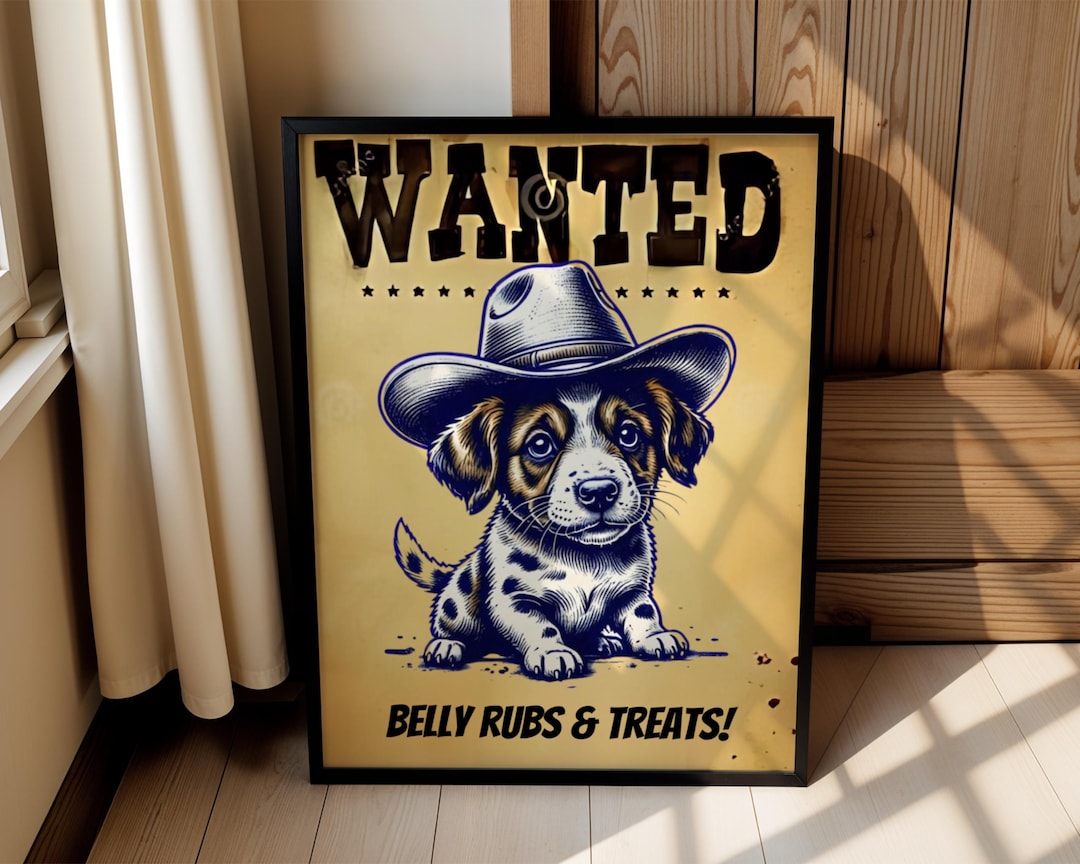 Wanted Poster Dog – Funny Cowboy Puppy – Digital Download – Western ...