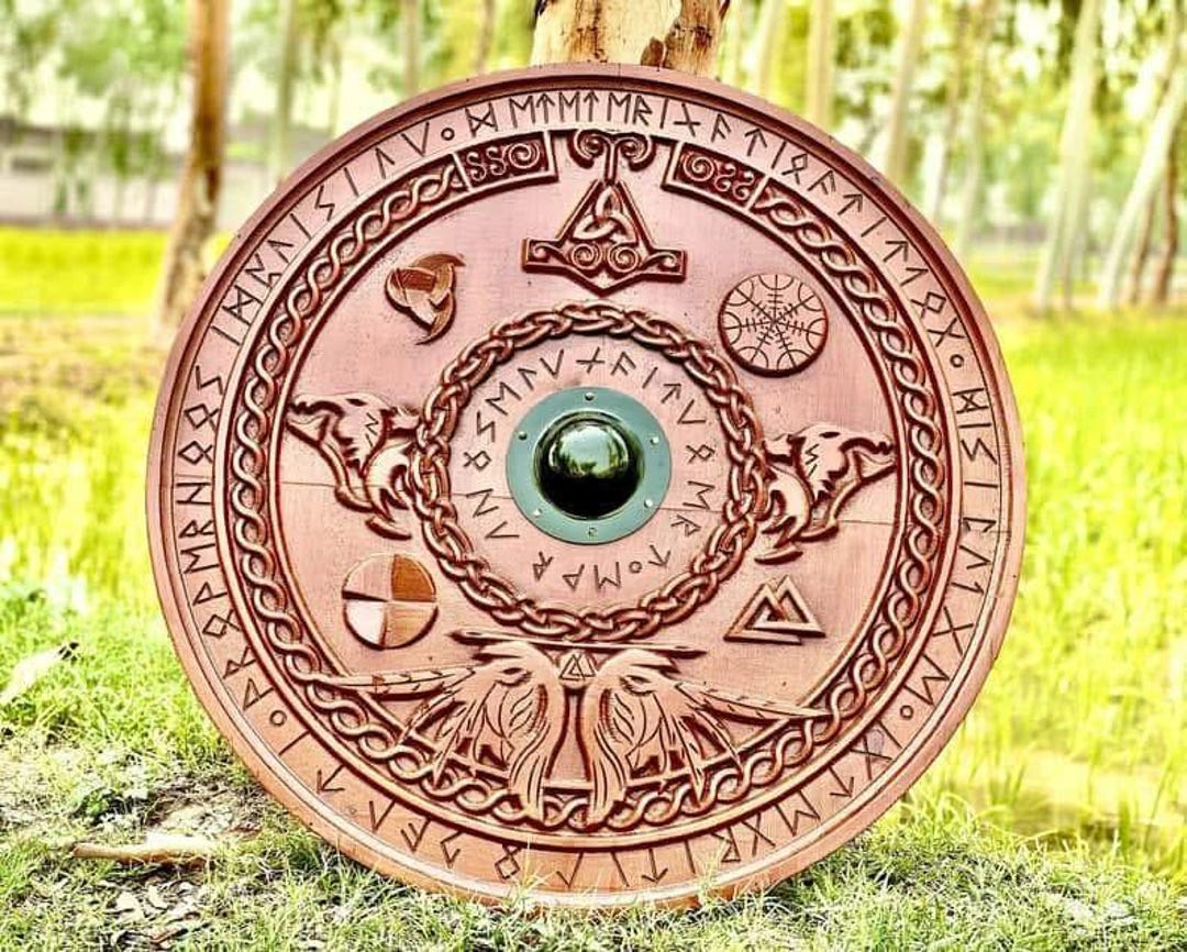 Viking Shield With Norse Runes | Handcrafted Wooden Shield | Viking ...
