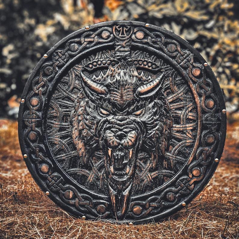Custom Viking Shield, Viking Wolf Shield, Viking Round Shield, Cosplay ...
