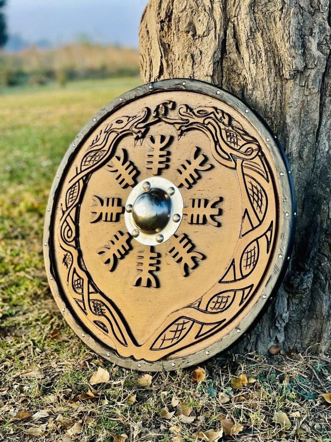 Custom Viking Shield, Medieval Round Shield, Carved Viking Gift, Wall ...