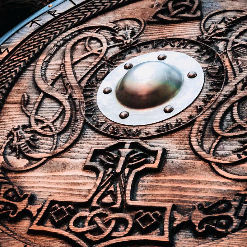 Custom Viking Shield, Medieval Round Shield, Carved Viking Gift, Wall ...