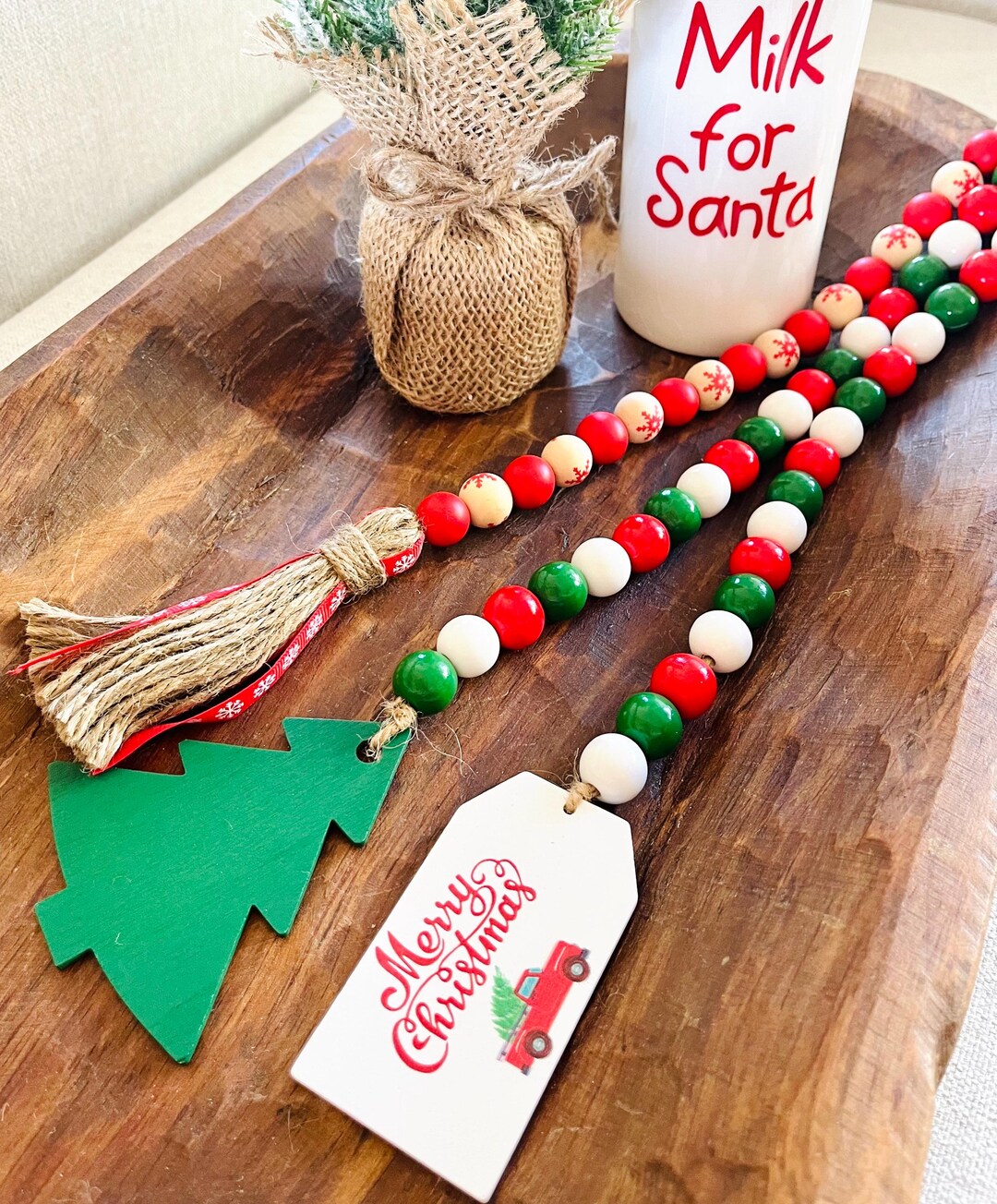 Holiday Bead Garland Farmhouse Christmas Christmas Garland Holiday ...