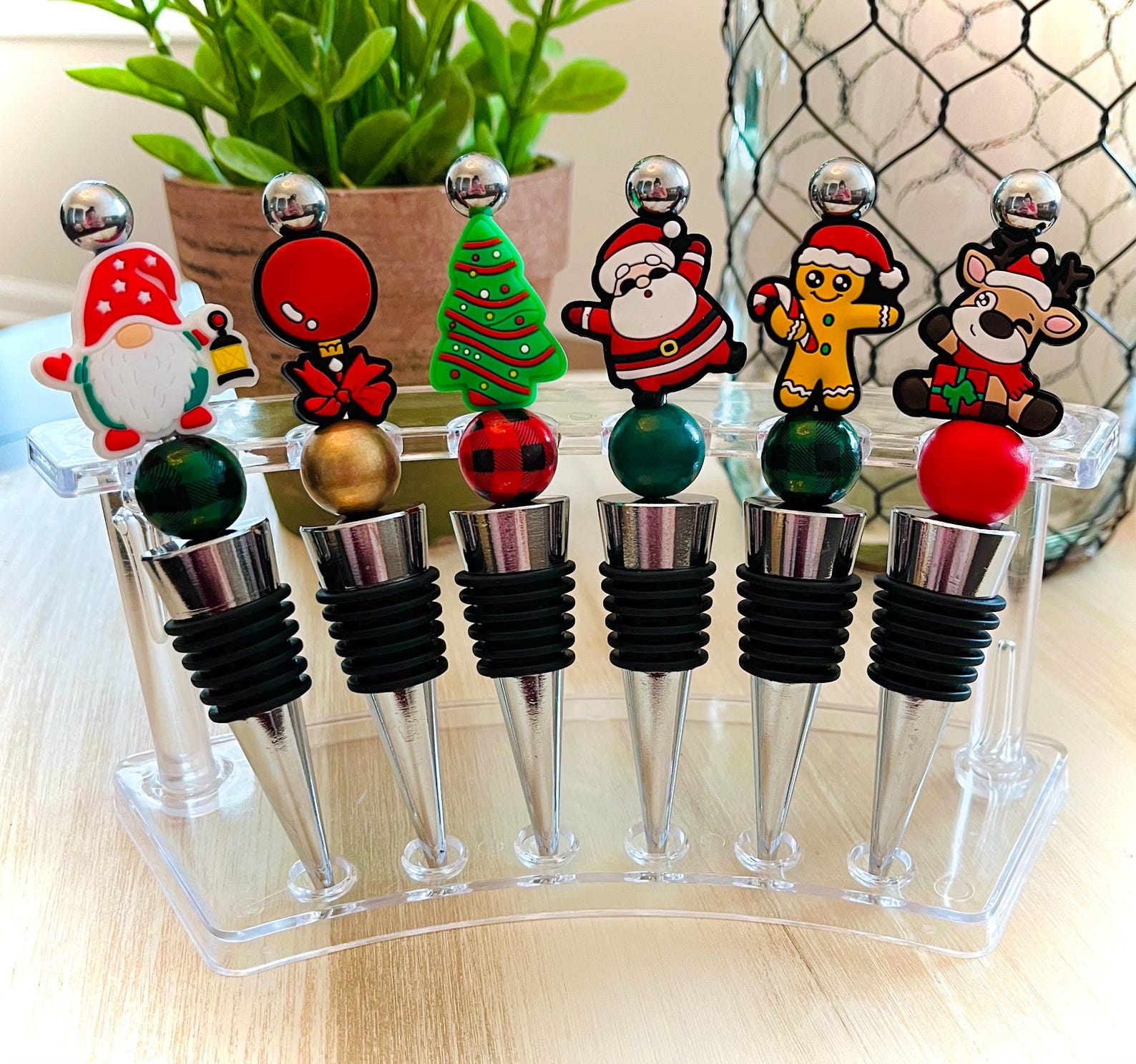Holiday Wine Stopper Beaded Wine Stopper Christmas Wine Gifts Wine ...