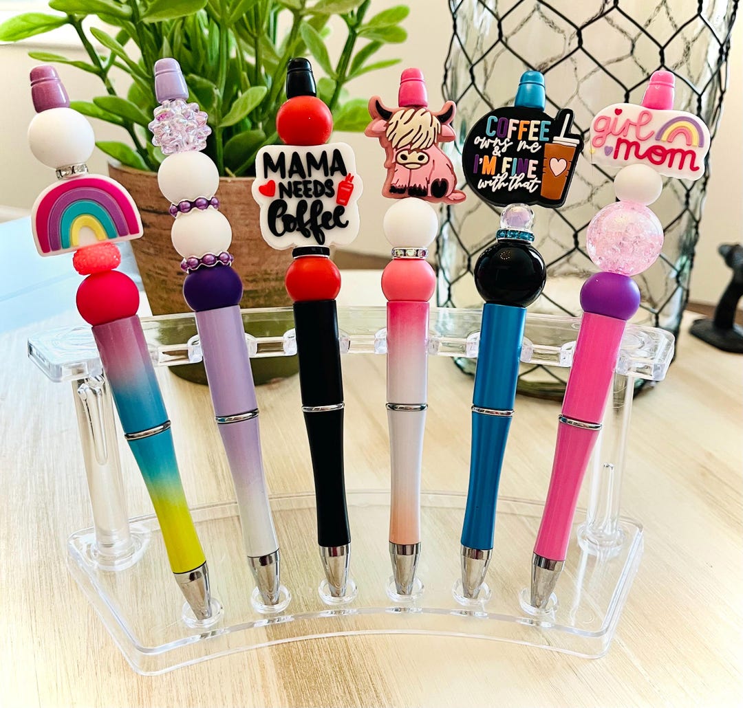 Custom Beaded Writing Pens Focal Beads Writing Utensils Ink Pens Kids ...