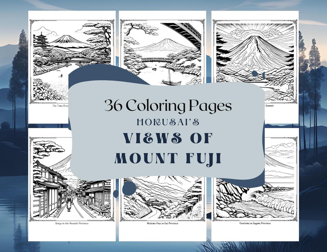 36 Coloring Pages for Adults - Katsushika Hokusai’s 36 Views of Mount ...