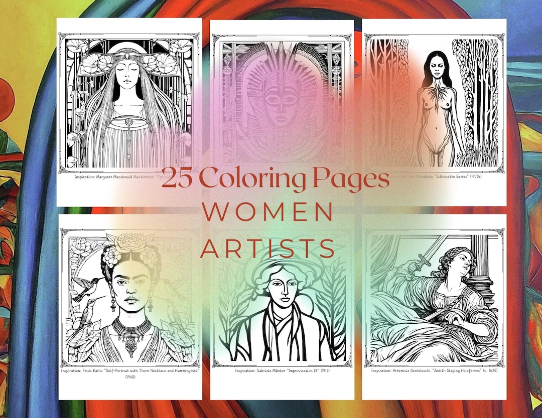 25 Coloring Pages for Adults Famous Women Artists instant Download PDF ...