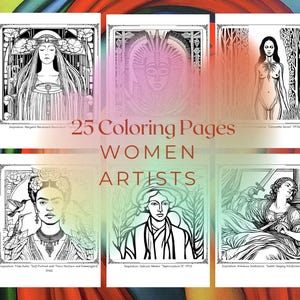 25 Coloring Pages for Adults Famous Women Artists instant Download PDF ...