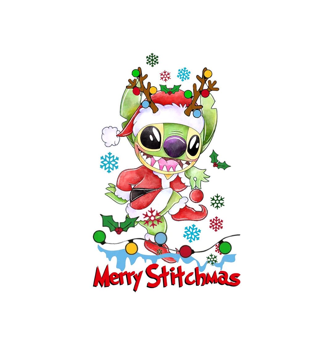 Christmas Stitch and Lio PNG, Cute Stitch and Lio Clipart, Merry ...