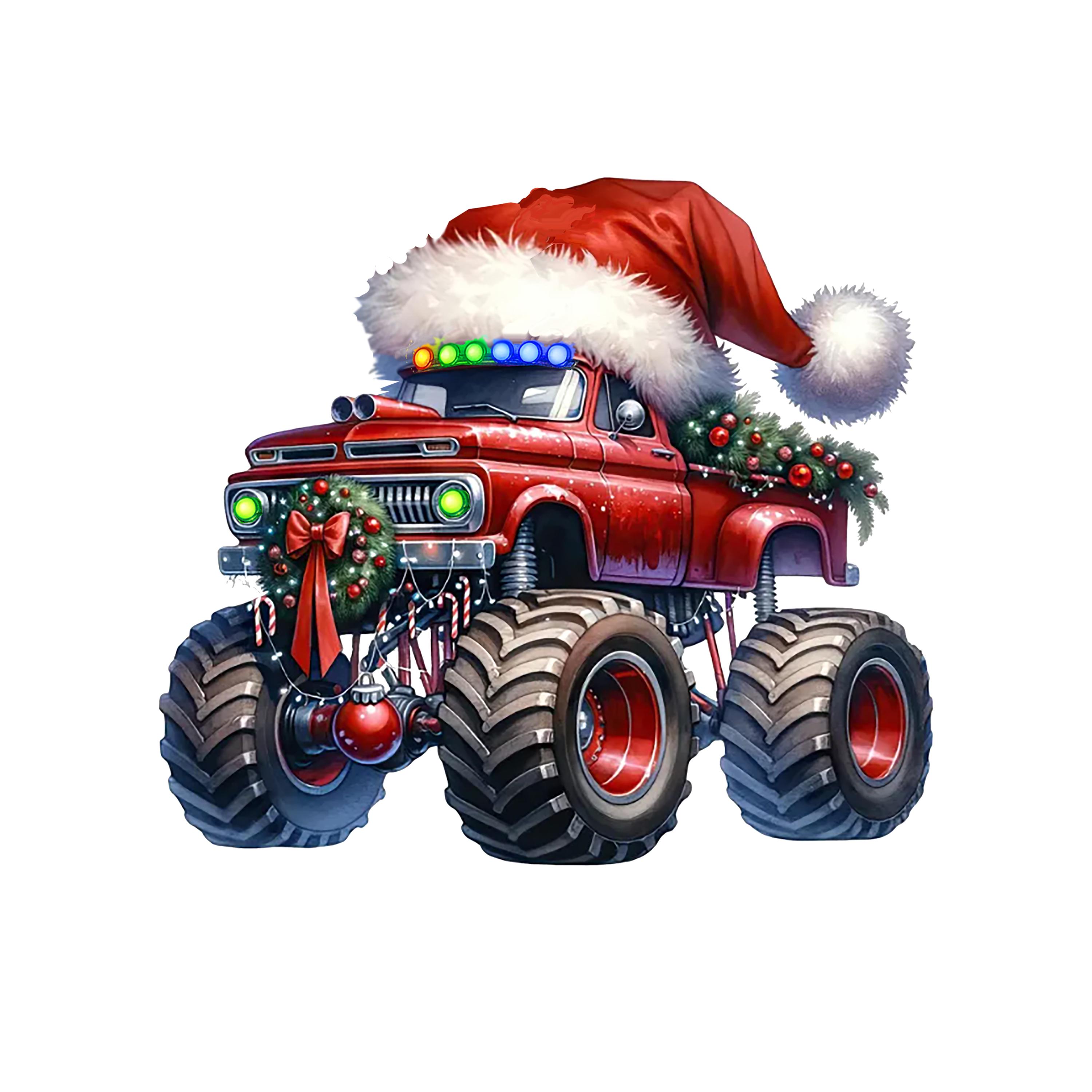 Ornament Christmas Monster Truck Png Red Monster Truck Png , Xmas Santa ...