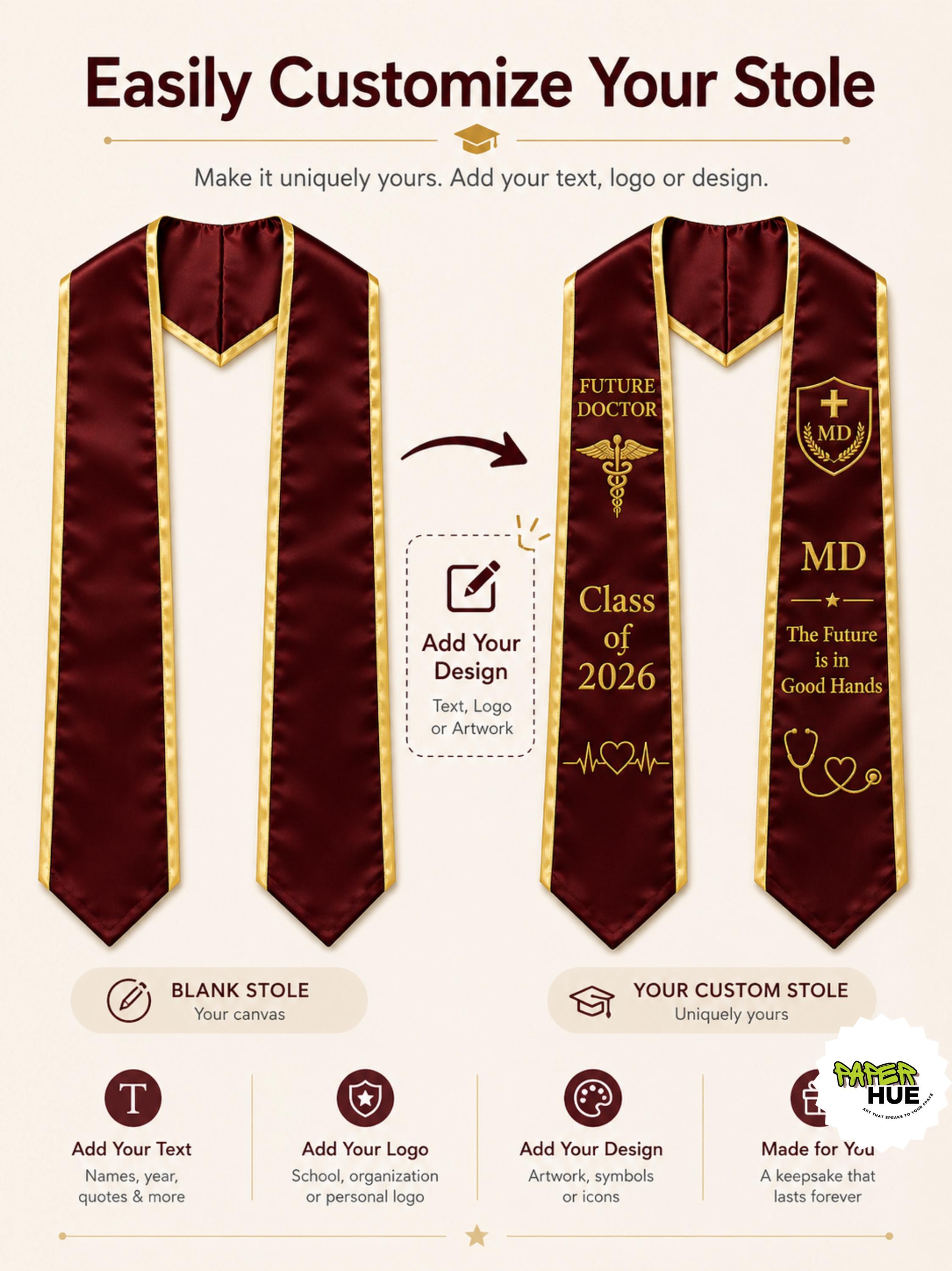 Graduation Stole Template SVG PNG JPG, Custom Graduation Stole & Custom ...