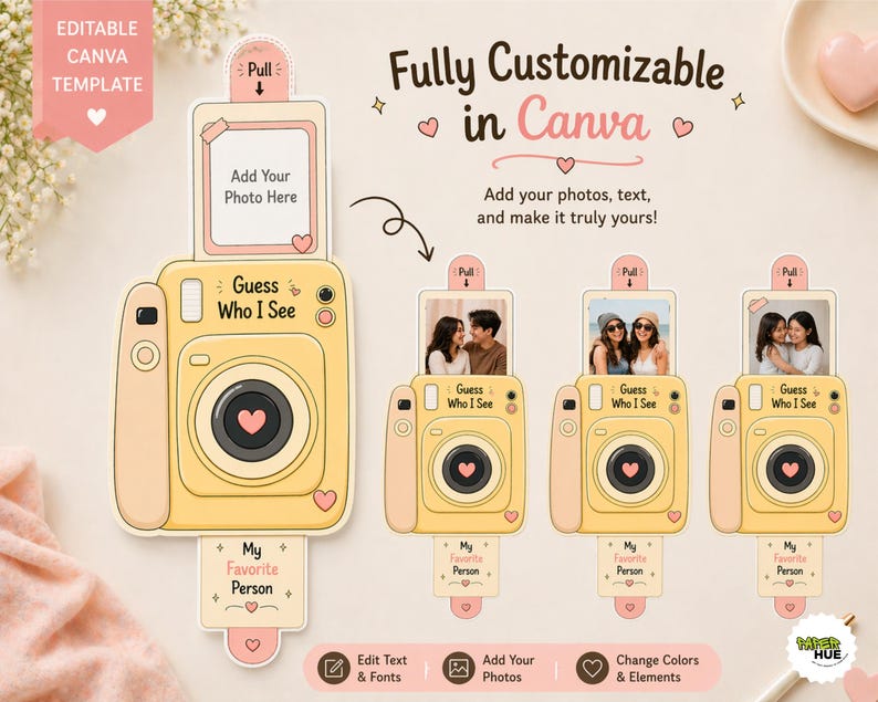Buy Camera Pull Out Photo Card Template | Personalized Gift Canva ...