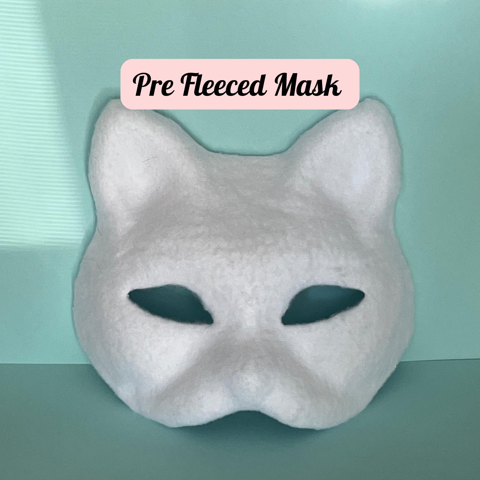 Felted Therian Cat Mask Base: White Fleece Mask - Etsy
