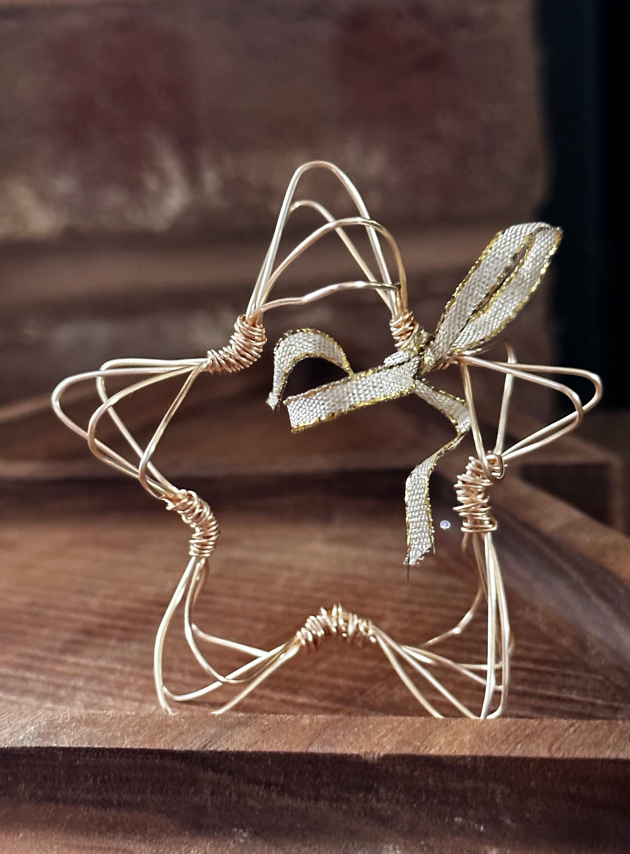 Gold -copper Wire Star Ornaments - Set of 6 - Etsy