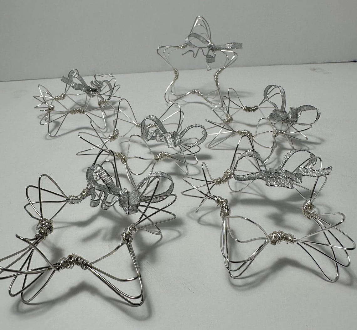 SILVER -copper Wire Star Ornaments - Set of 6 - Etsy