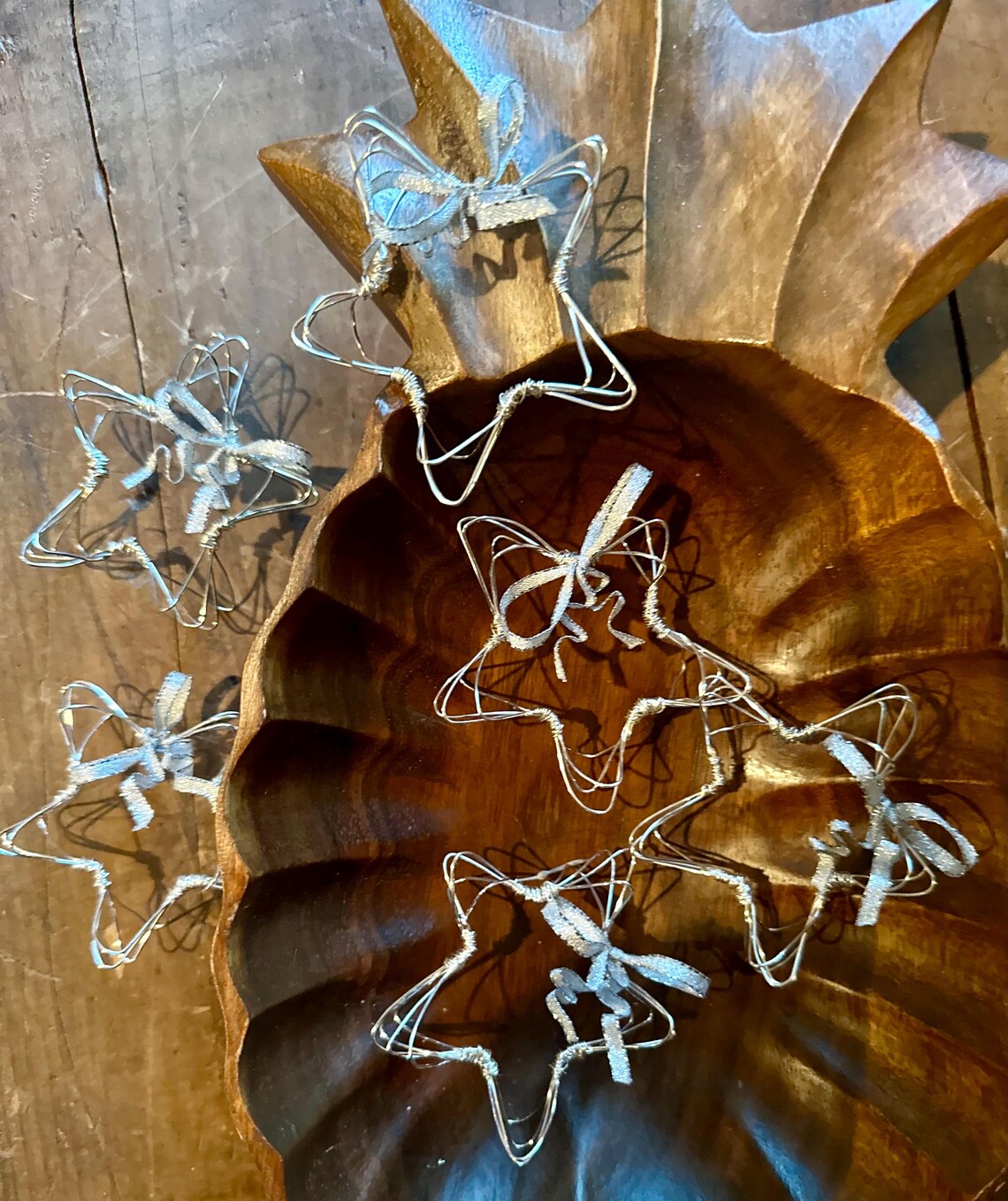 SILVER -copper Wire Star Ornaments - Set of 6 - Etsy