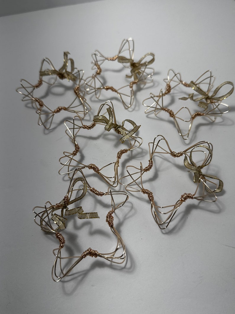 Gold -copper Wire Star Ornaments - Set of 6 - Etsy