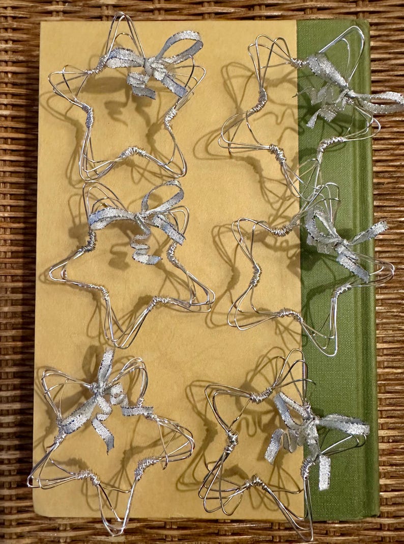 SILVER -copper Wire Star Ornaments - Set of 6 - Etsy