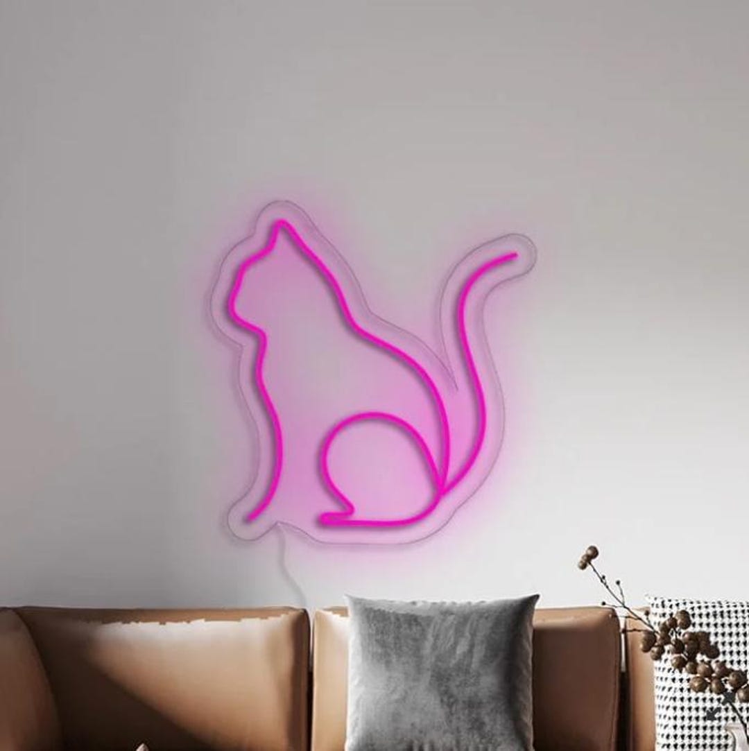 Cat Neon Sign, LED Wall Decor, Cute Cat Light, Neon Wall Art, Custom ...