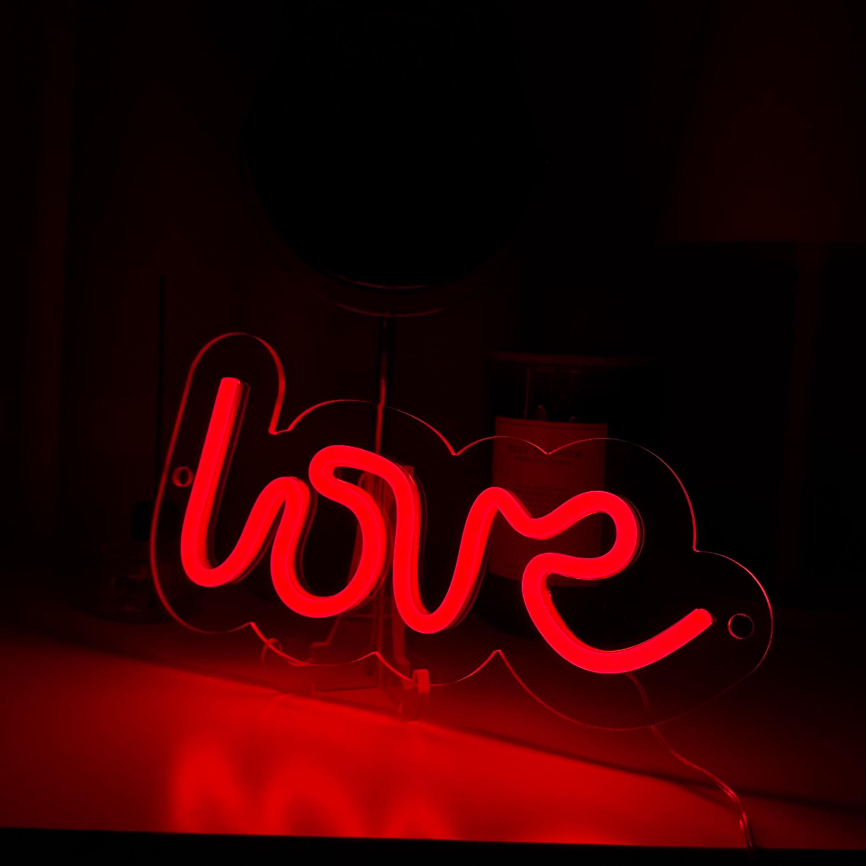 Love Neon Sign, Romantic LED Wall Decor, Modern Neon Word Light, Love ...