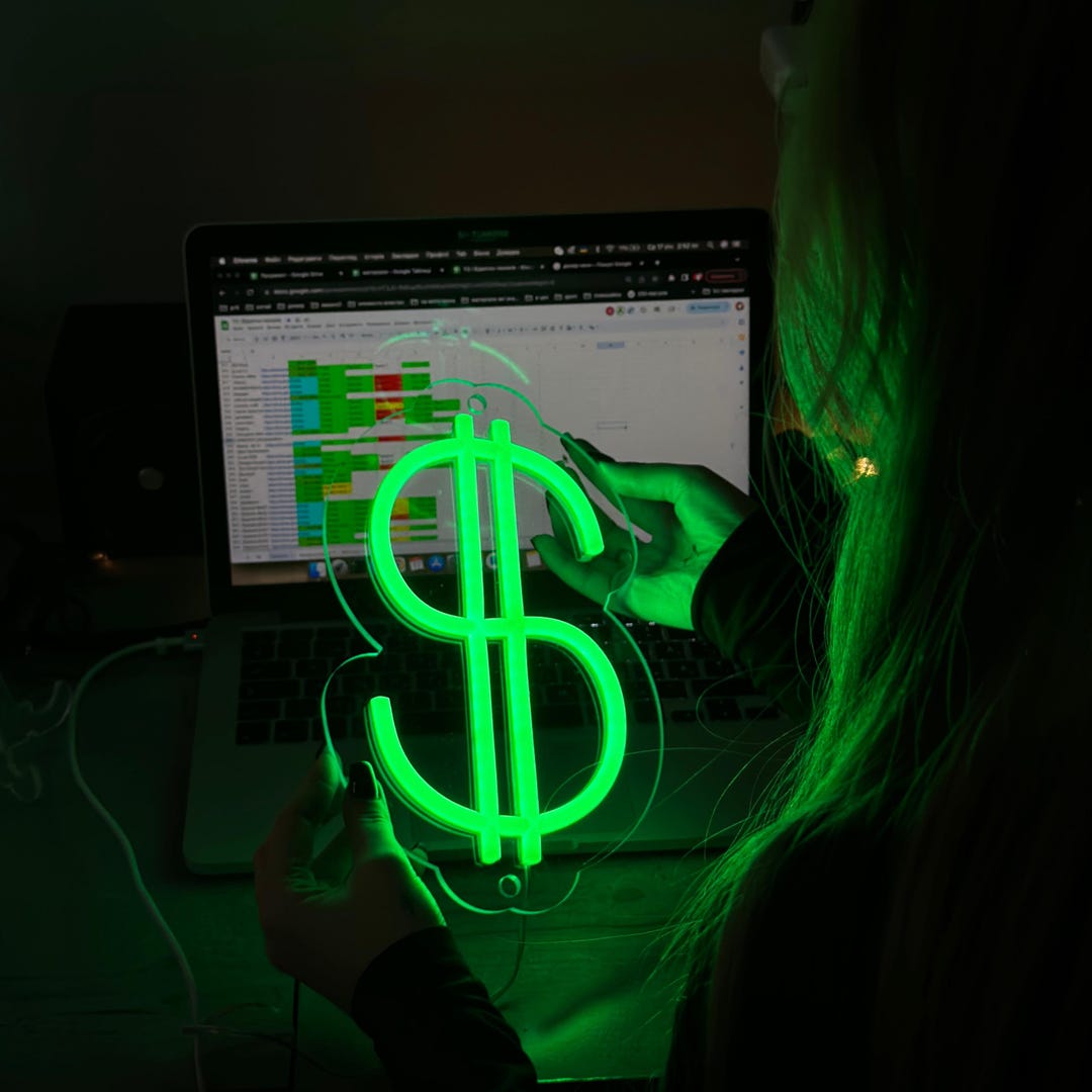 Dollar Neon Sign, Dollar Neon Art, Money Symbol Light, Money Neon Sign ...