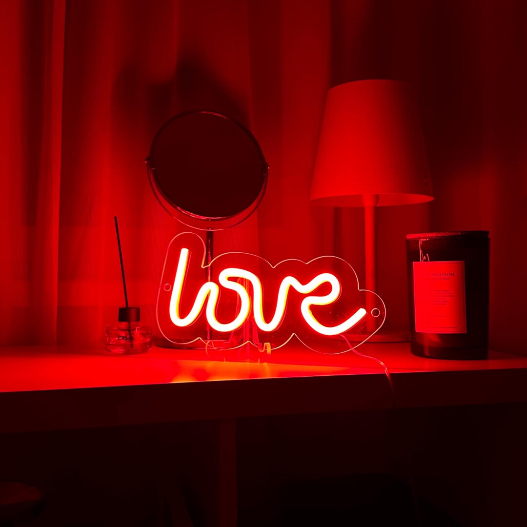 Love Neon Sign, Romantic LED Wall Decor, Modern Neon Word Light, Love ...