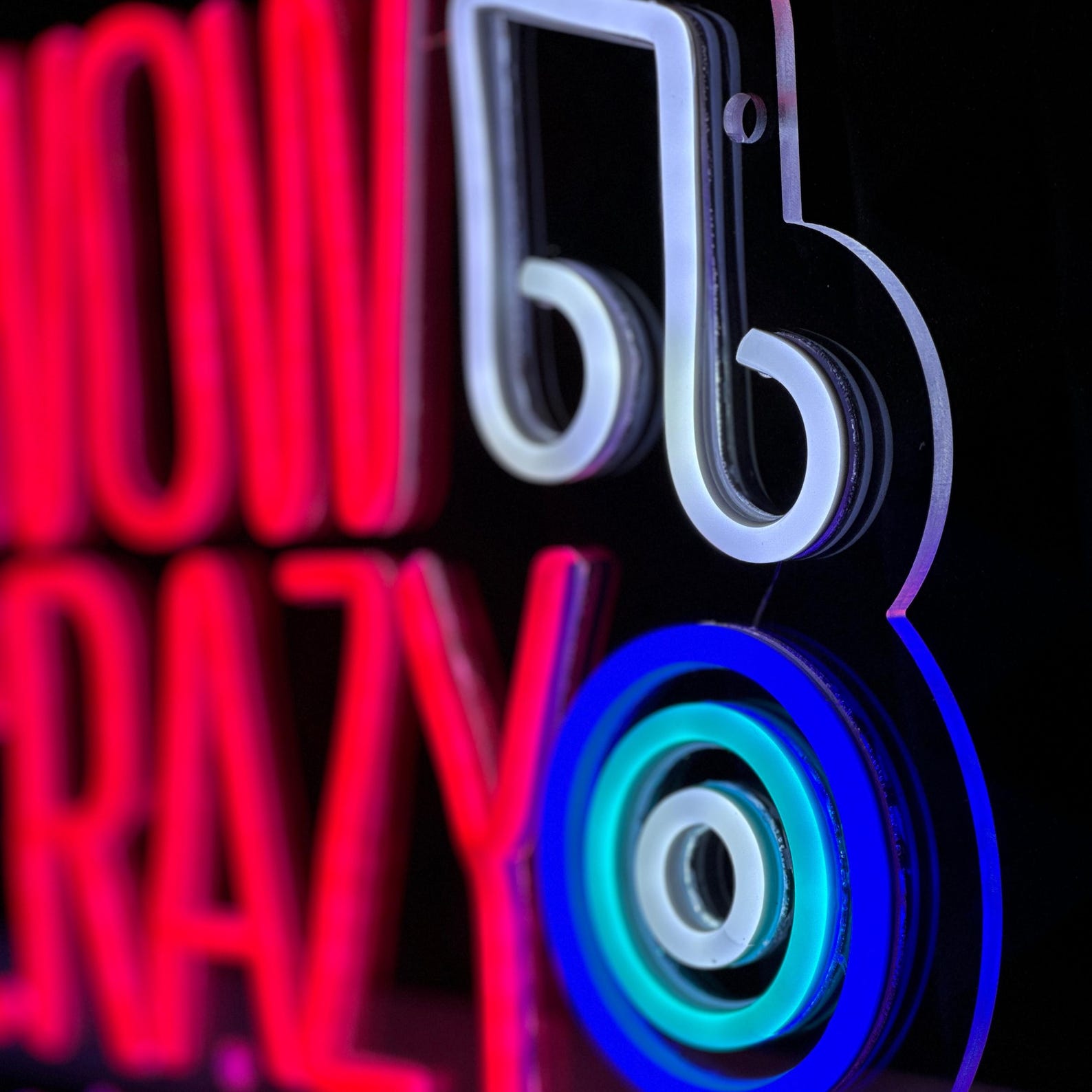 Wow Crazy Neon Sign, Wow Neon Sign, LED Wall Art, Music Decor, Colorful ...