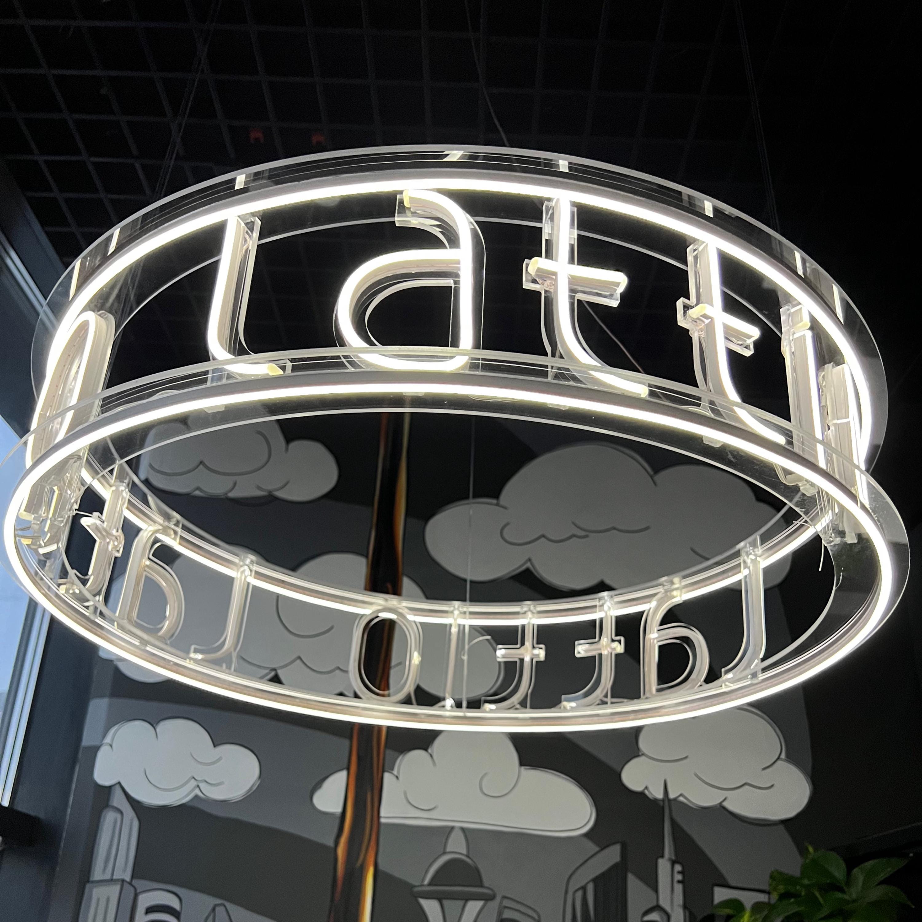 Neon Chandelier, Bar Ceiling Light, Restaurant Chandelier, Custom LED ...