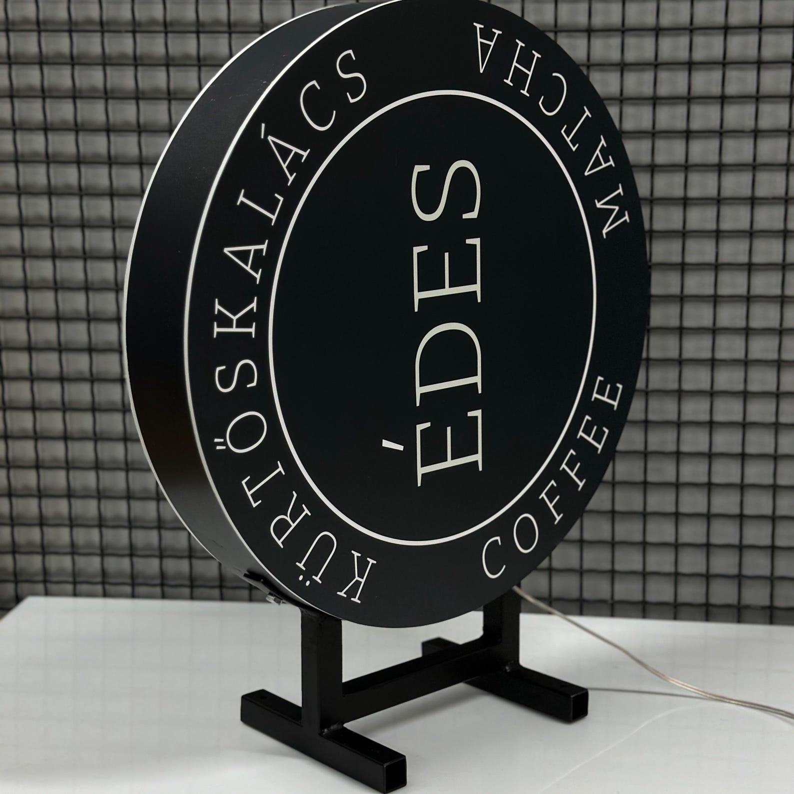 Round Double-sided LED Lightbox Sign | Custom Logo Wall Sign for Cafe ...