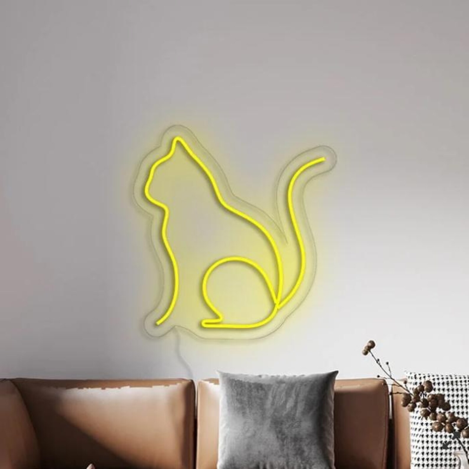 Cat Neon Sign, LED Wall Decor, Cute Cat Light, Neon Wall Art, Custom ...