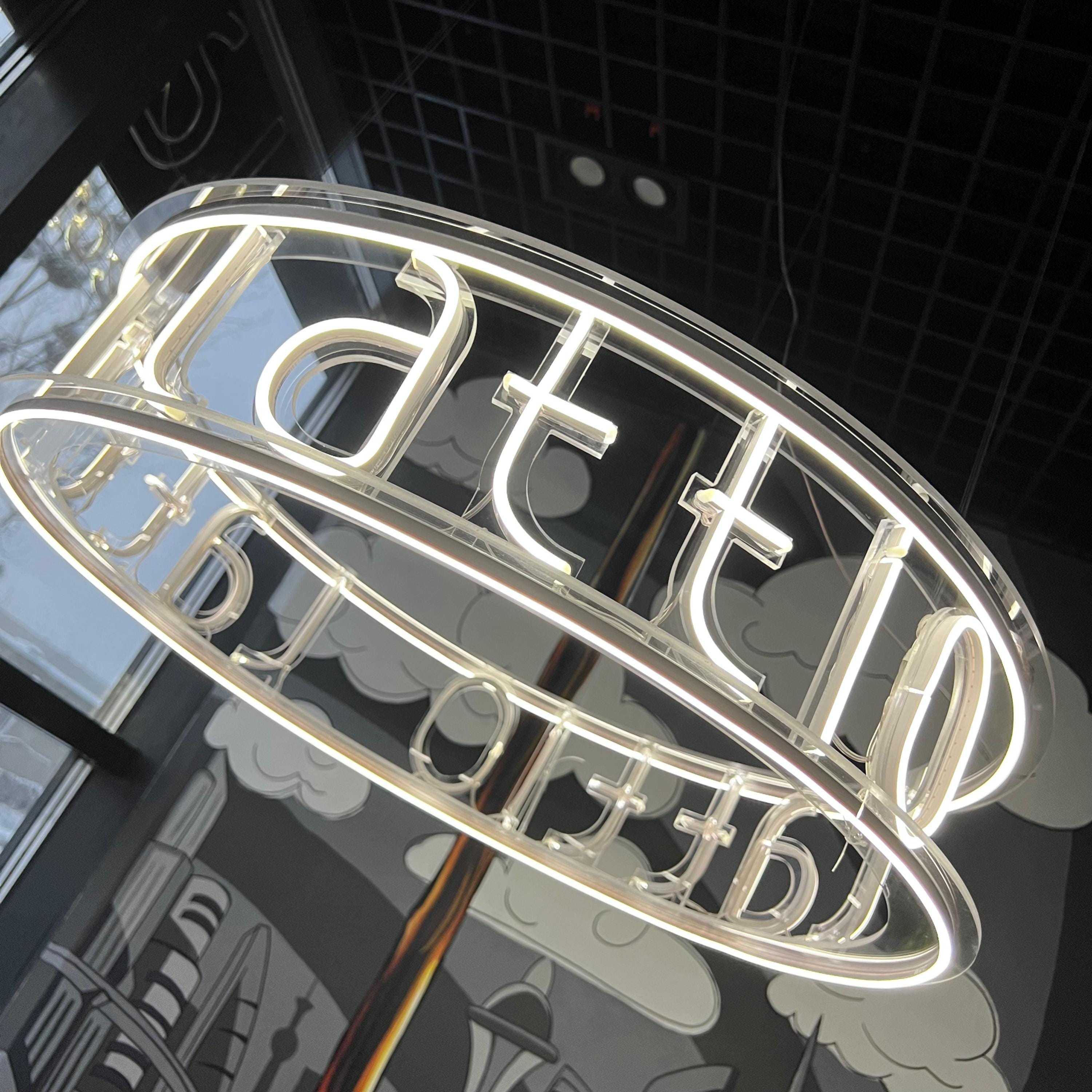Neon Chandelier, Bar Ceiling Light, Restaurant Chandelier, Custom LED ...