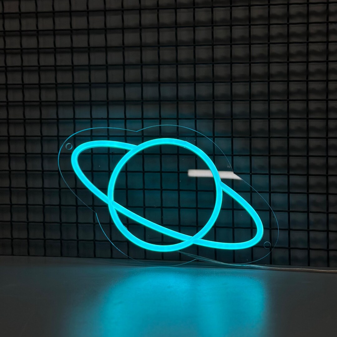 Planet Neon Light, LED Space Decor, Saturn Wall Sign, Modern Neon Art ...