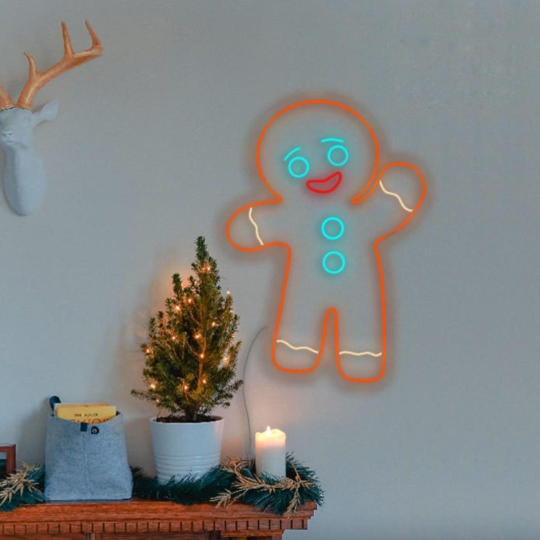 Gingerbread Decor, Christmas LED Neon Light, Gingerbread Neon Sign ...