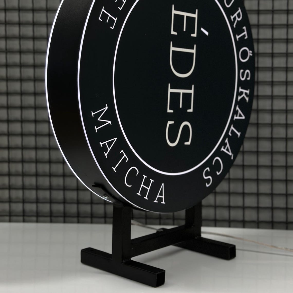 Round Double-sided LED Lightbox Sign | Custom Logo Wall Sign for Cafe ...