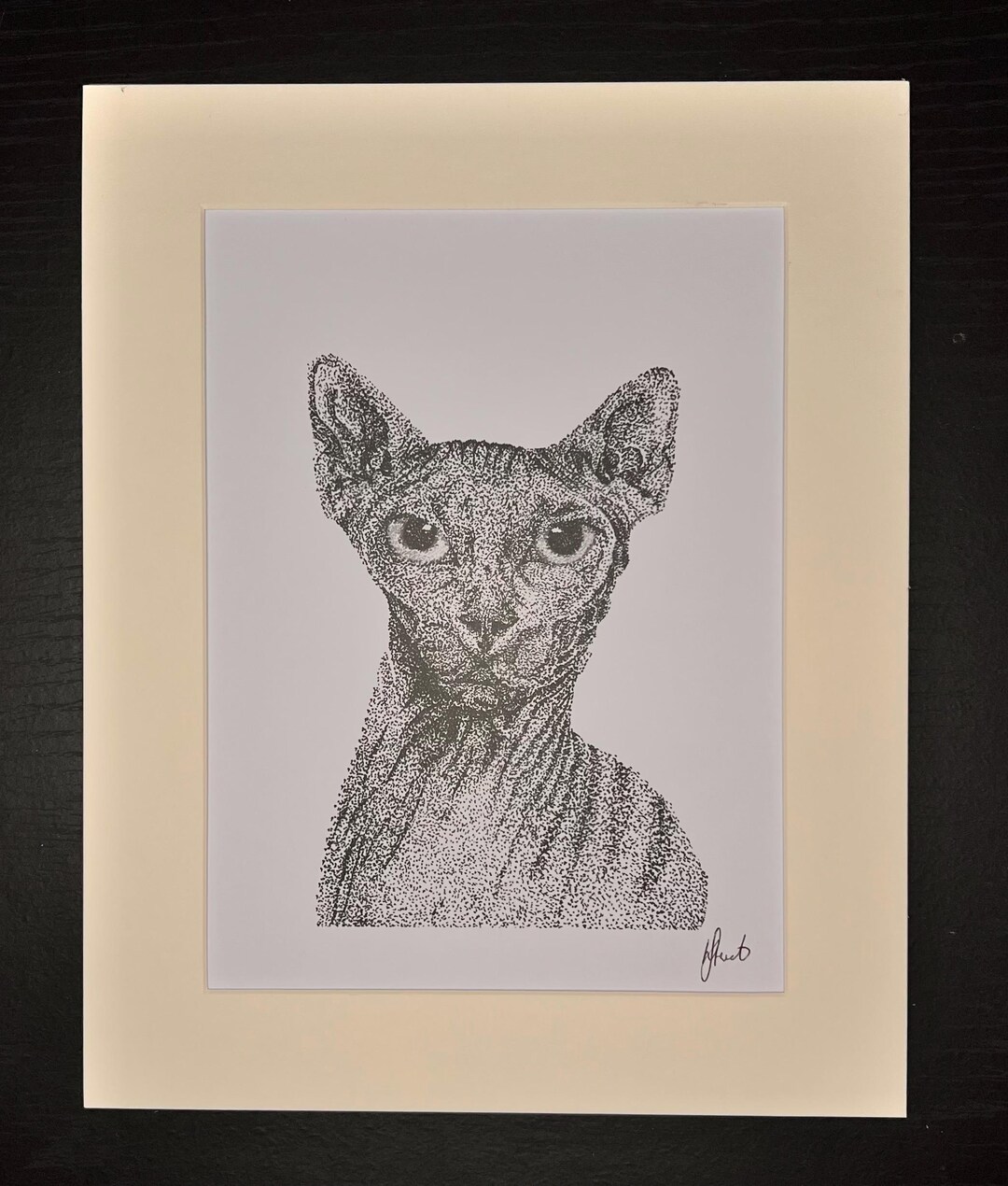 Hairless Sphynx Cat Pointillism Art Print for Wall Decor - Etsy