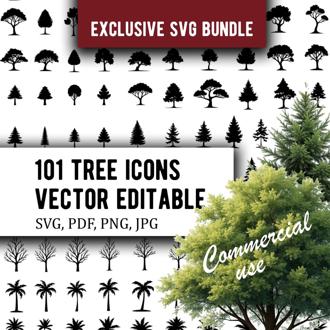 Tree Vector, Tree SVG Icon Bundle, Palm Tree Vector, Biology Vector ...