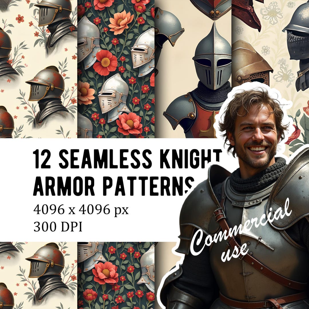 Knight Armor Seamless Pattern - Knight Digital Papers - Repeated ...