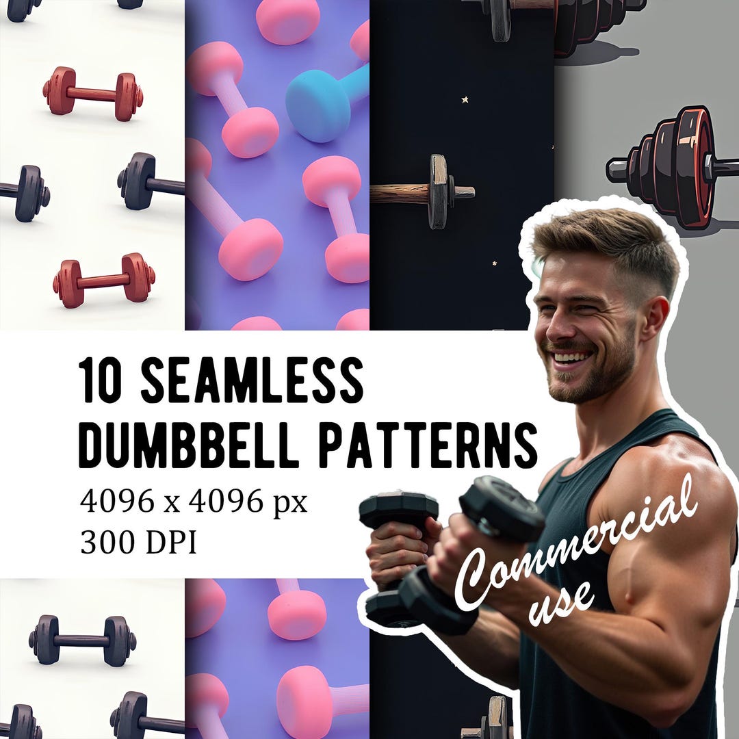 Gym Seamless Pattern Dumbbell Digital Papers Repeated Pattern 10 Papers ...