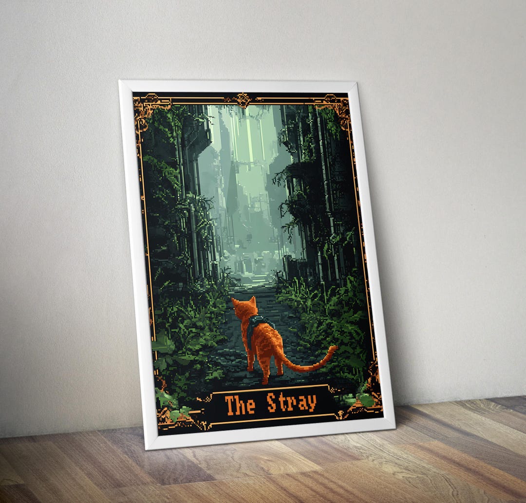 Stray Poster | Pixel Art | Stray Game Print | Tarot Poster | Stray ...