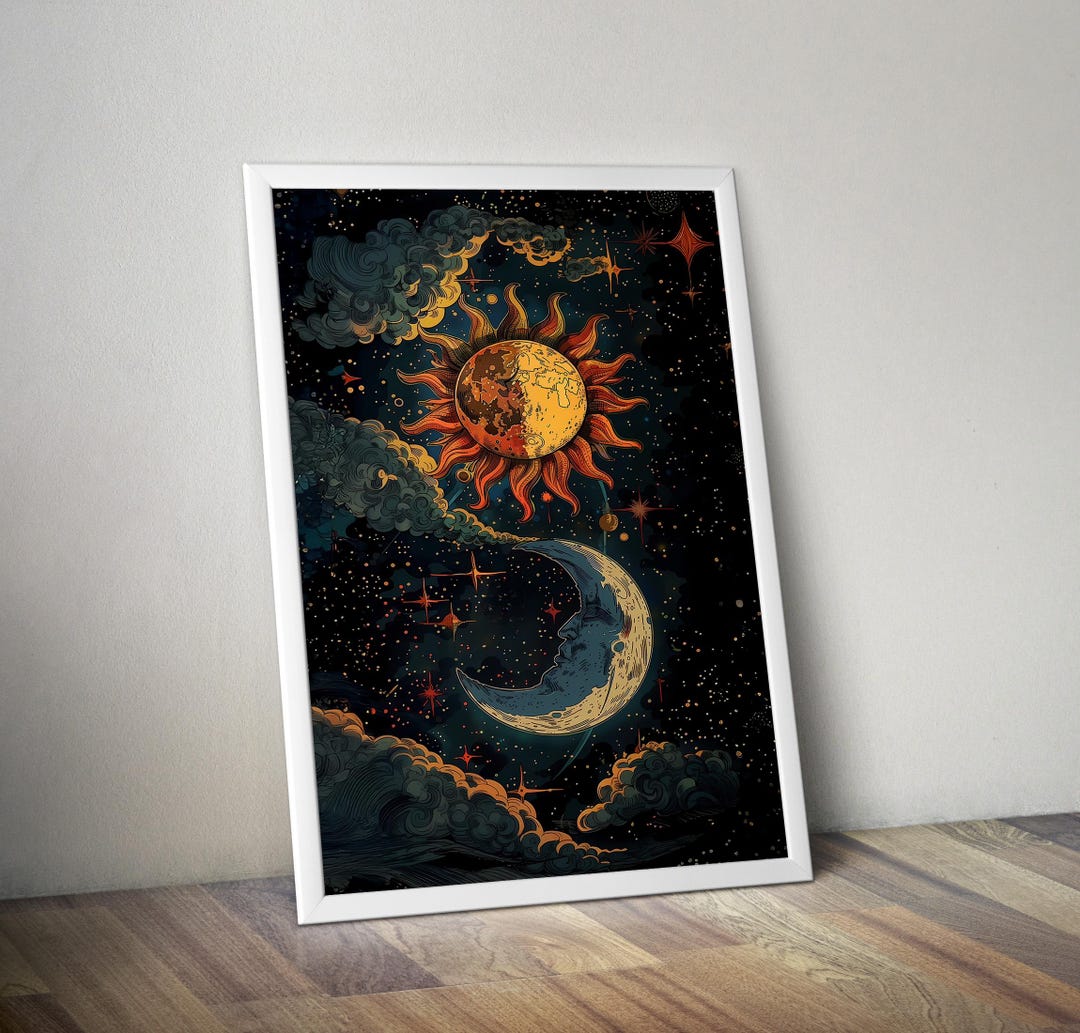 Sun and Moon | Printable Spiritual Poster | Sun and Moon Poster ...