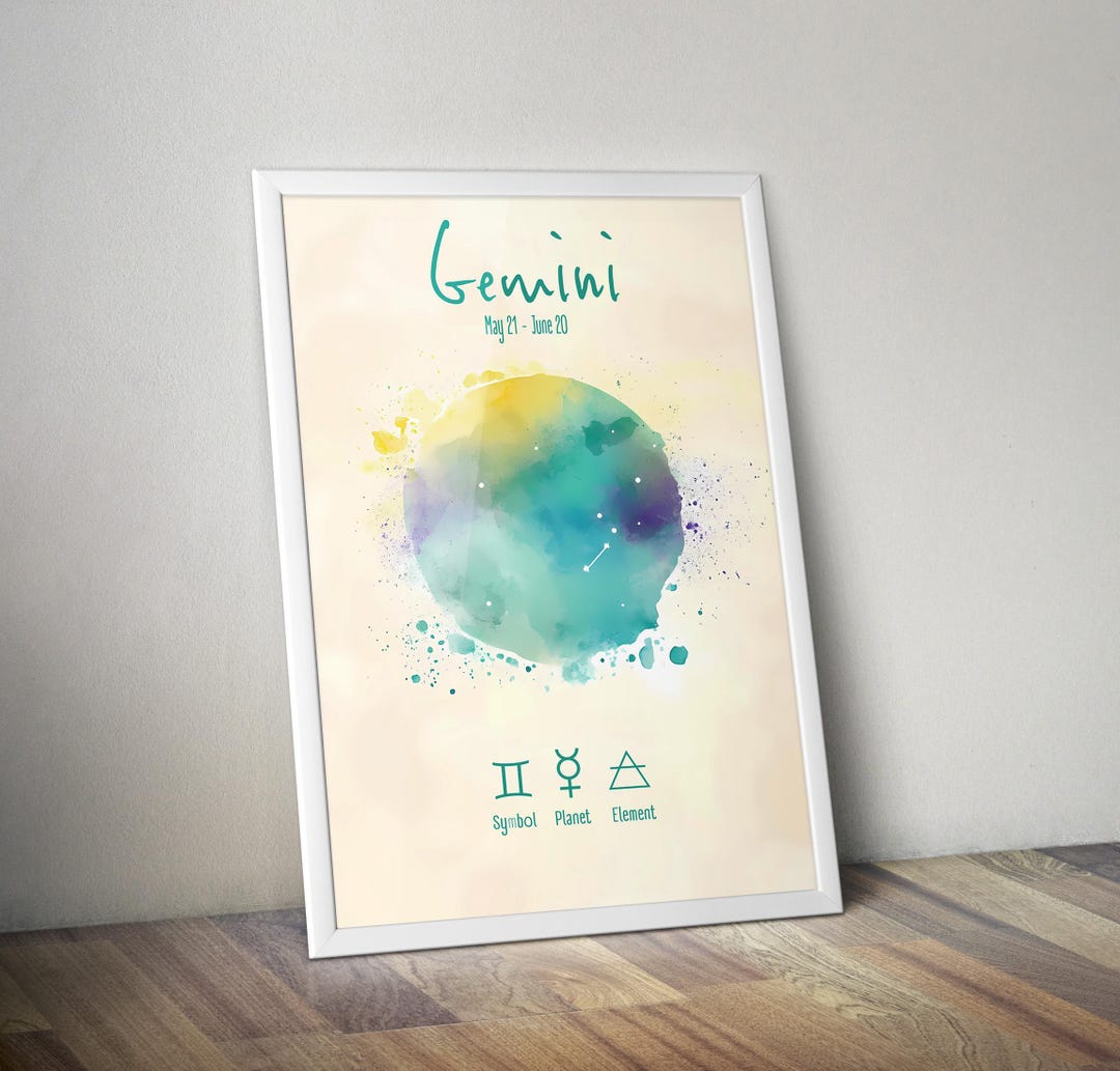 Gemini Printable Spiritual Poster Gemini Poster Zodiac Gift Zodiac ...