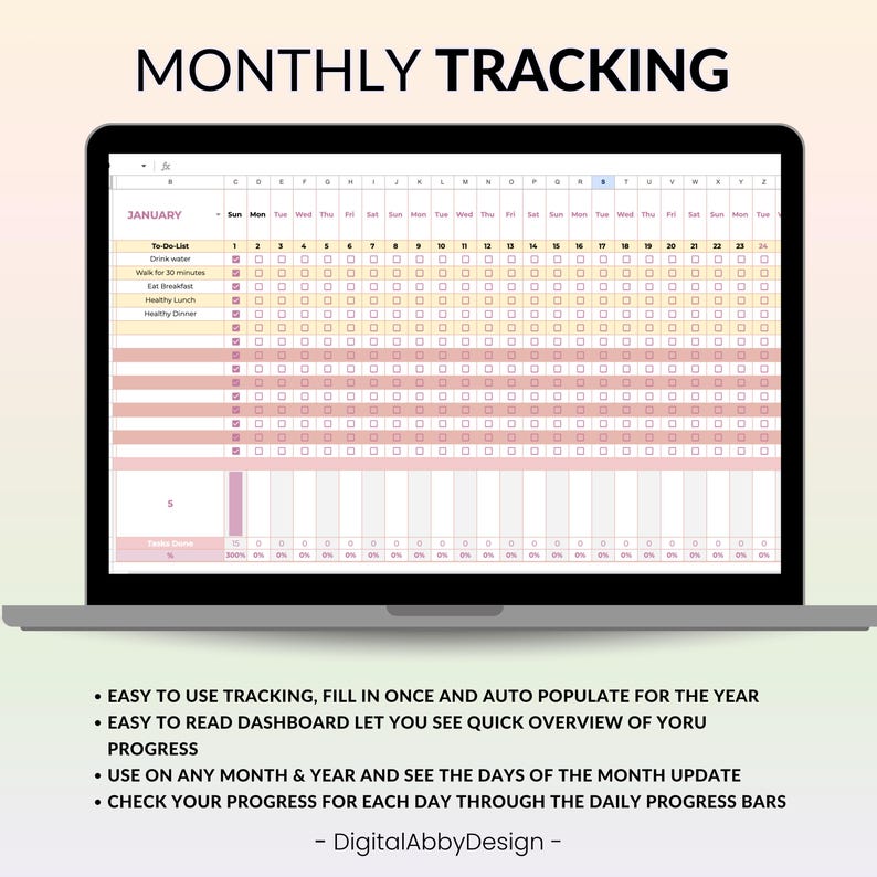 Habit Tracker Spreadsheet, Daily Weekly Monthly Habit Tracker Google ...