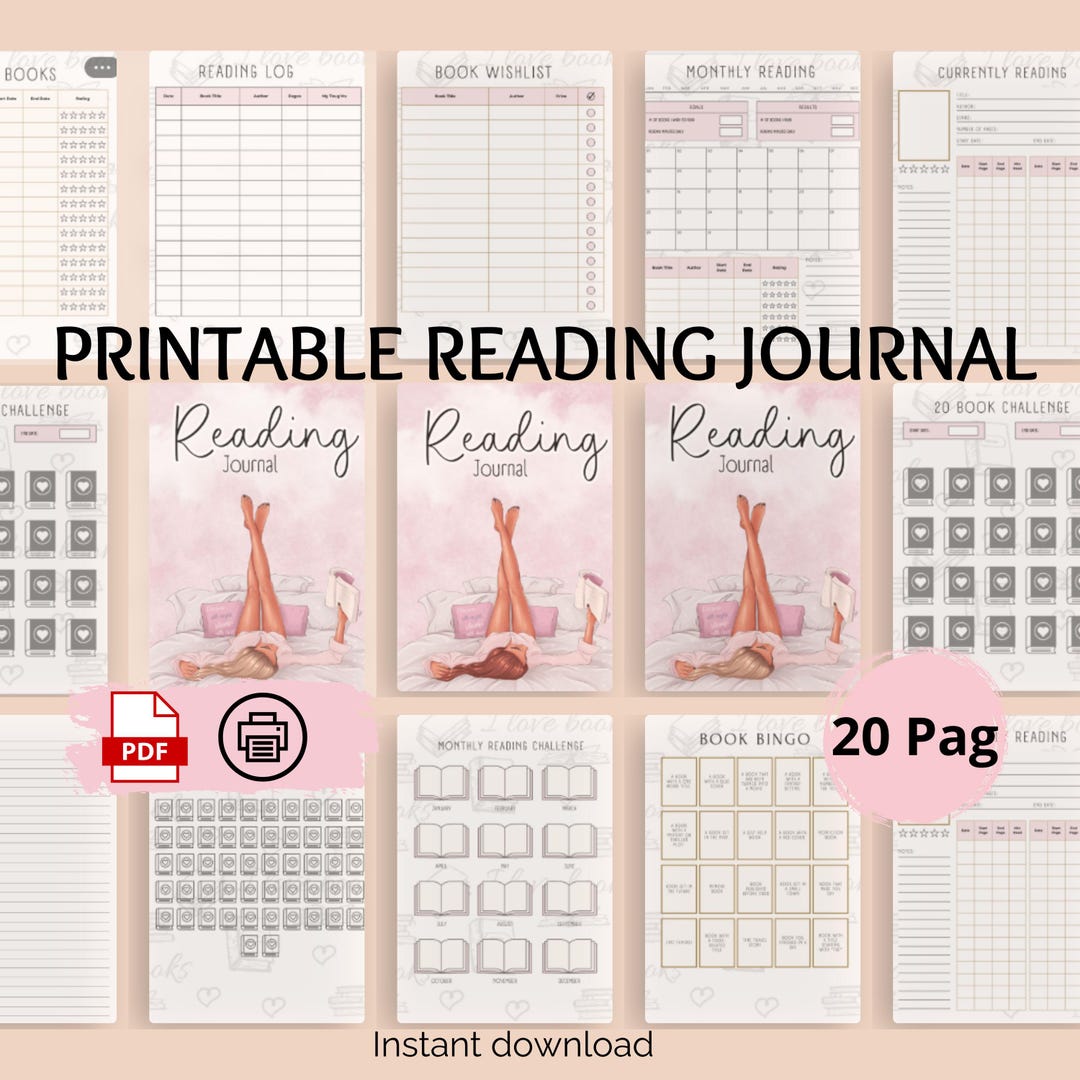 Printable Reading Journal, Reading Planner Printable, PDF Journal With ...