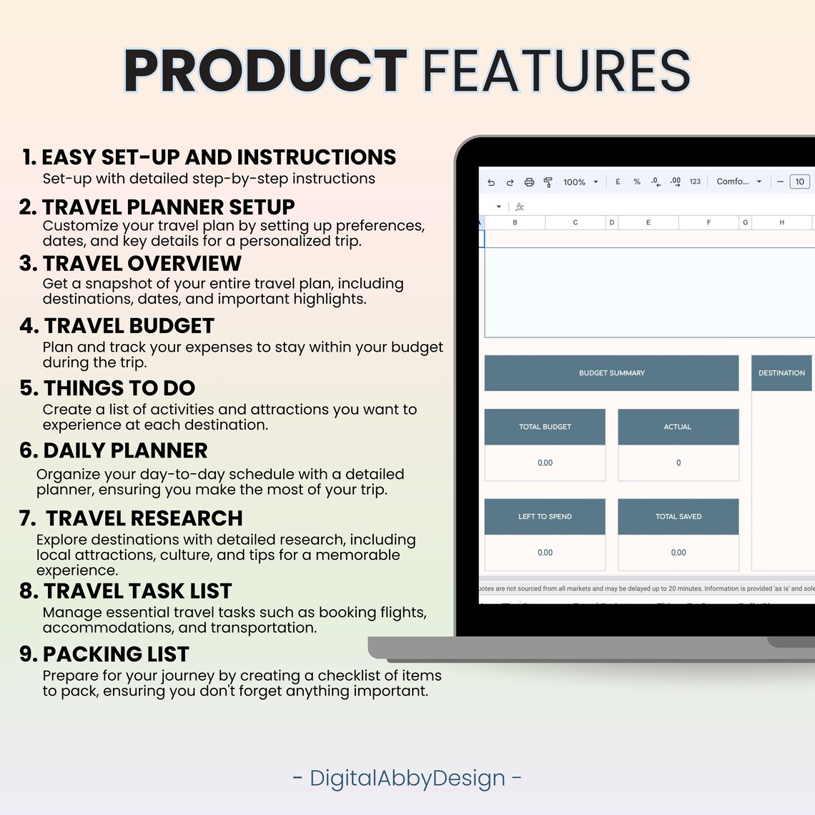 Travel Planner Spreadsheet, Travel Packing List, Holiday Travel ...