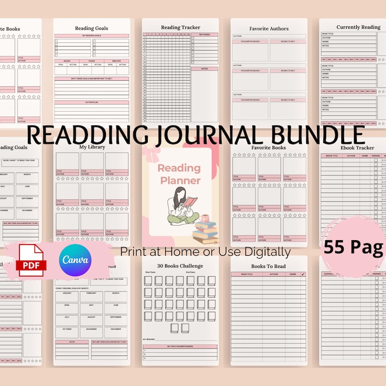 Book Reading Journal Reading Planner Bundle Book Tracker Reading ...