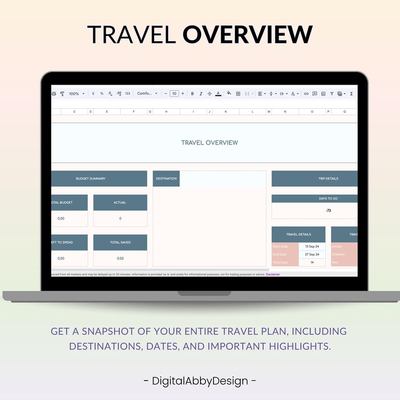 Travel Planner Spreadsheet, Travel Packing List, Holiday Travel ...
