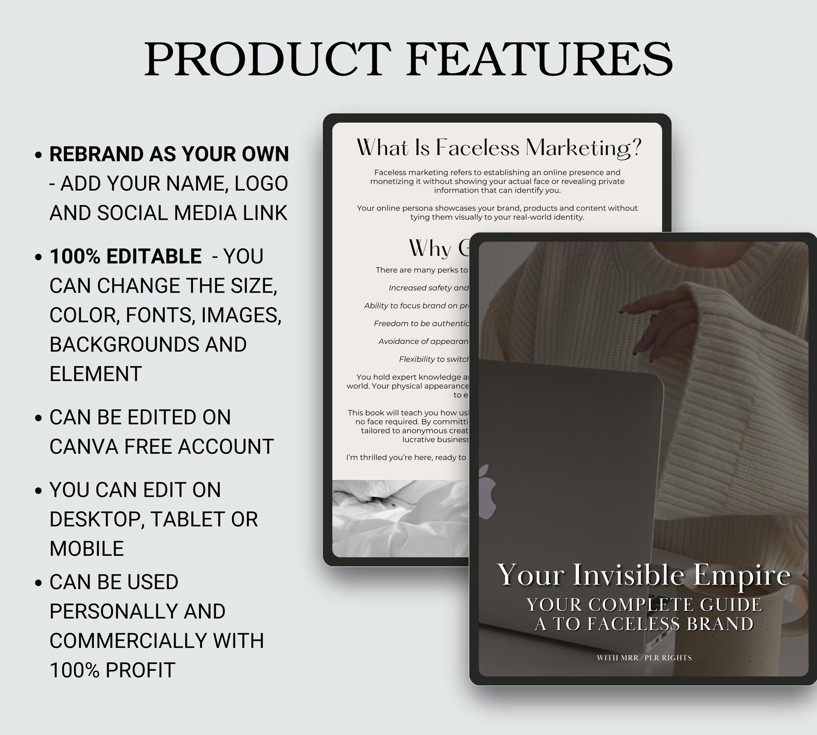 Faceless Digital Marketing Guide With MRR/PLR, Done for You Faceless ...