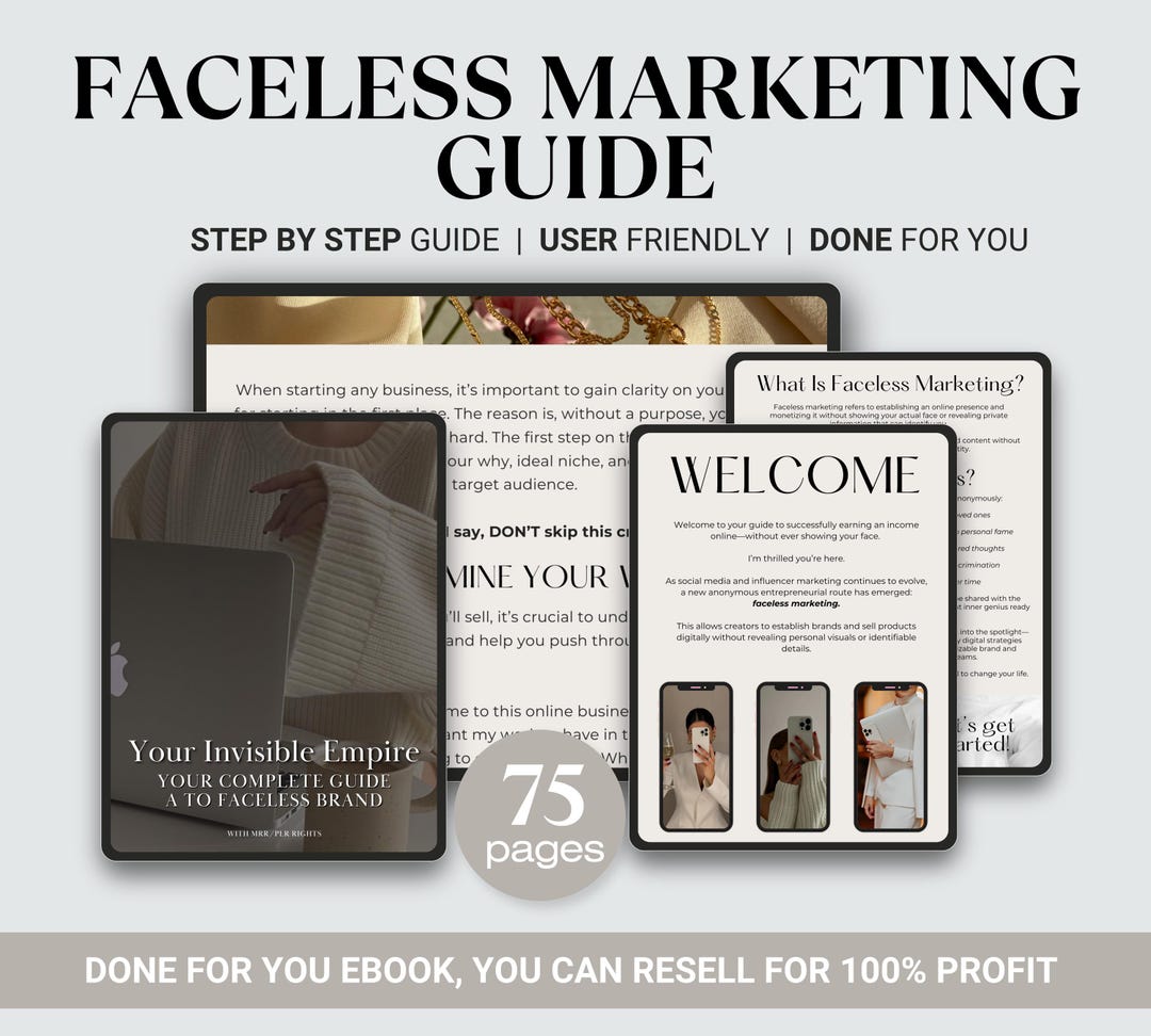 Faceless Digital Marketing Guide With MRR/PLR, Done for You Faceless ...