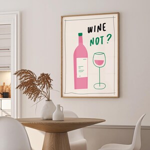 Wine Not Wall Art, Retro Aesthetic Print, Fun Wine Art Print, Wine ...