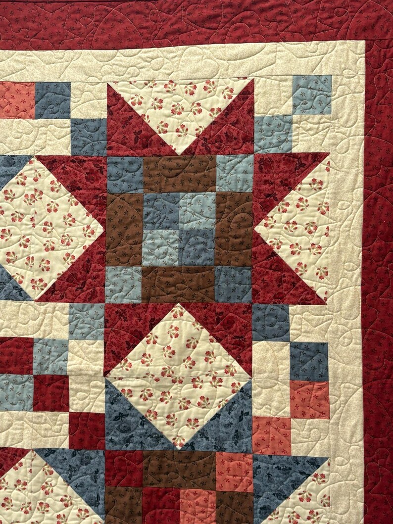 Americana Star Quilt: Handmade Cotton Throw 46" X 46" - Etsy